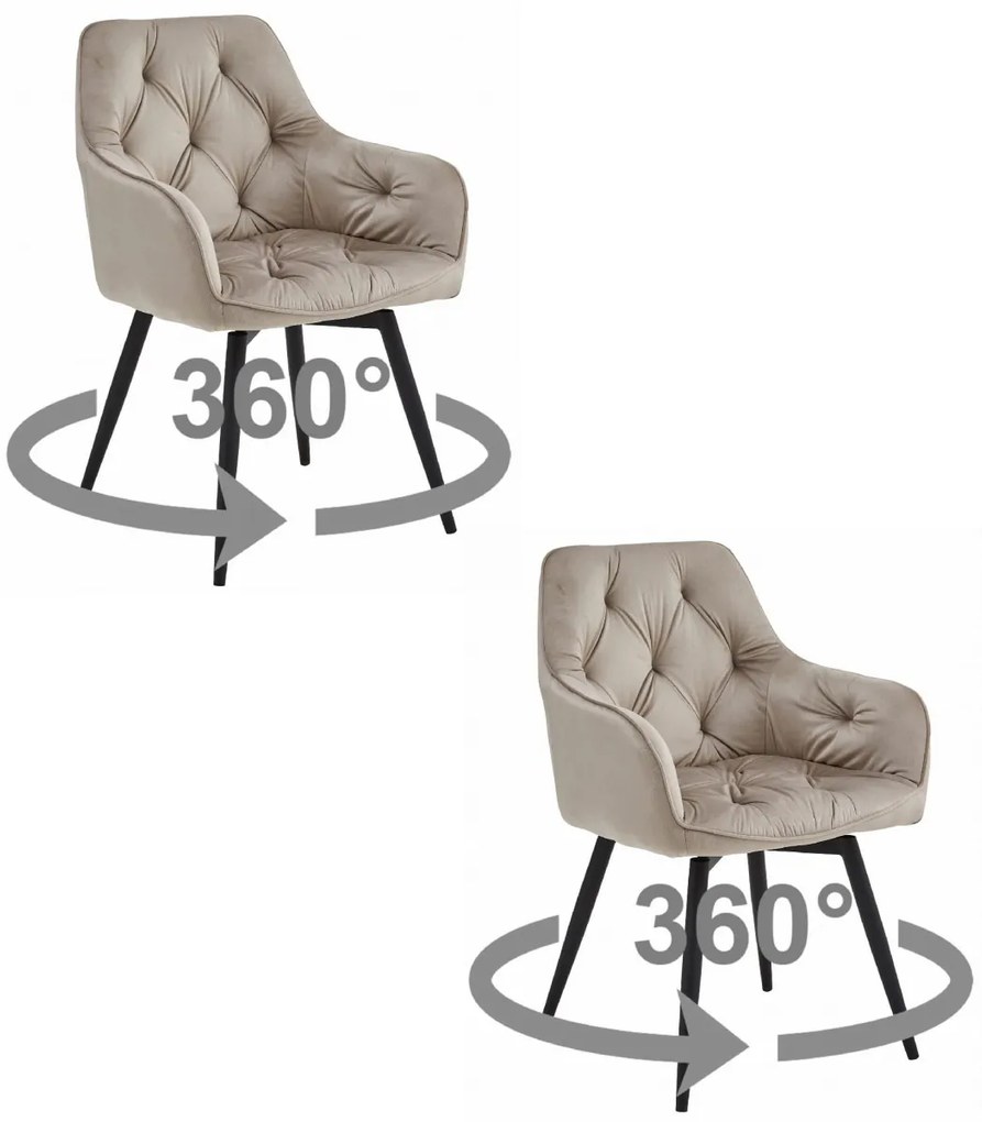 Otočné jídelní křeslo JORK360 VELVET, béžové