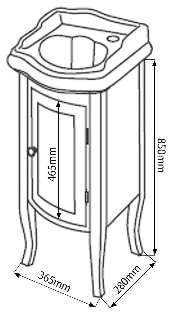 Sapho RETRO umyvadlová skříňka 36,5x85x29cm, buk - 1640