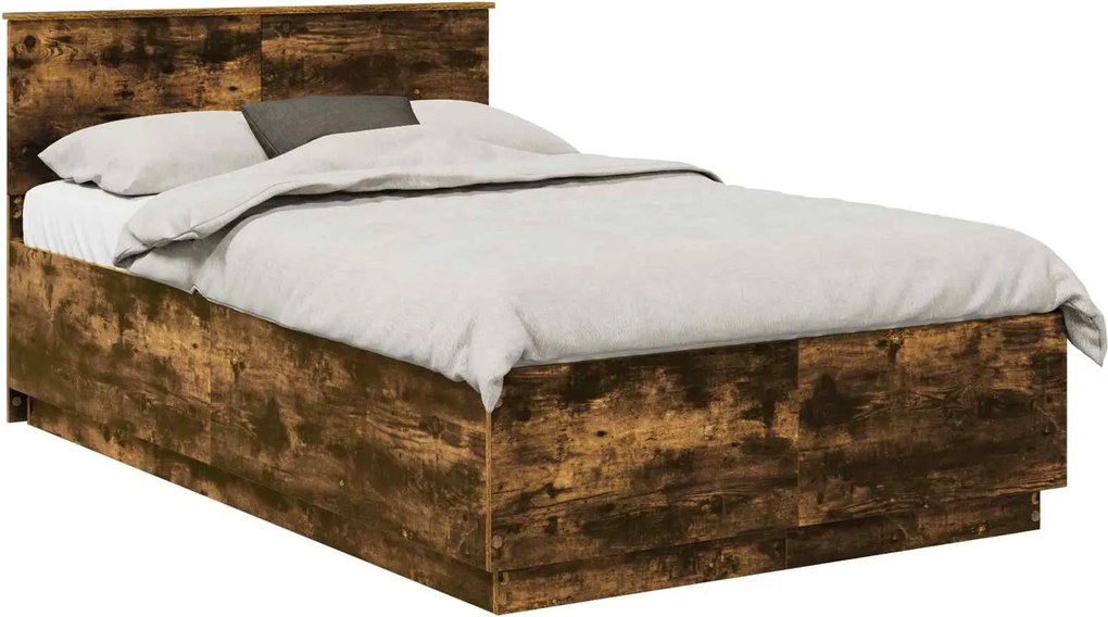 Rám postele s čelo Kouřový dub 135 x 190 cm Kompozitní dřevo 3408177
