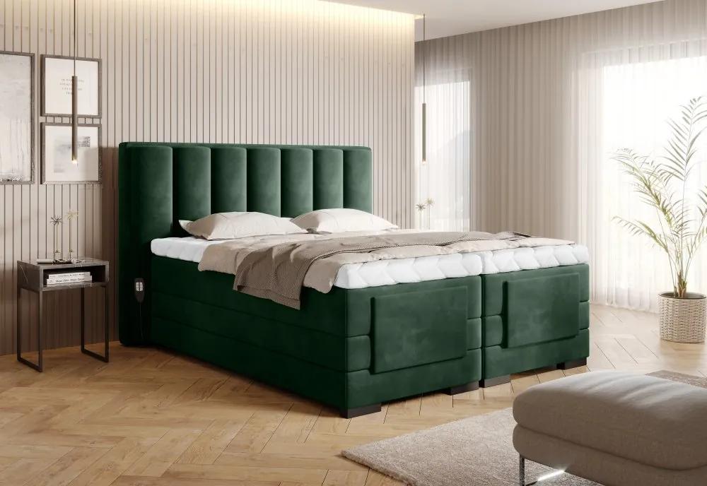 Elektrická polohovací boxspringová postel VERONA Eltap Loco 35 - tmavě zelená