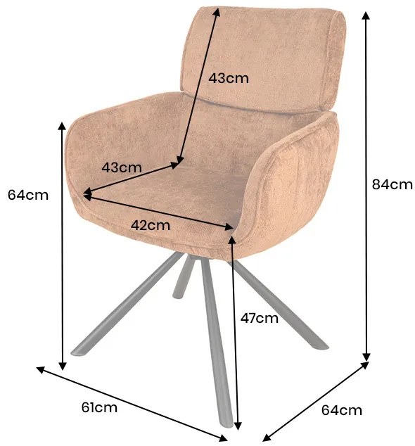 Designová otočná židle Parthenia rezavá hnědá