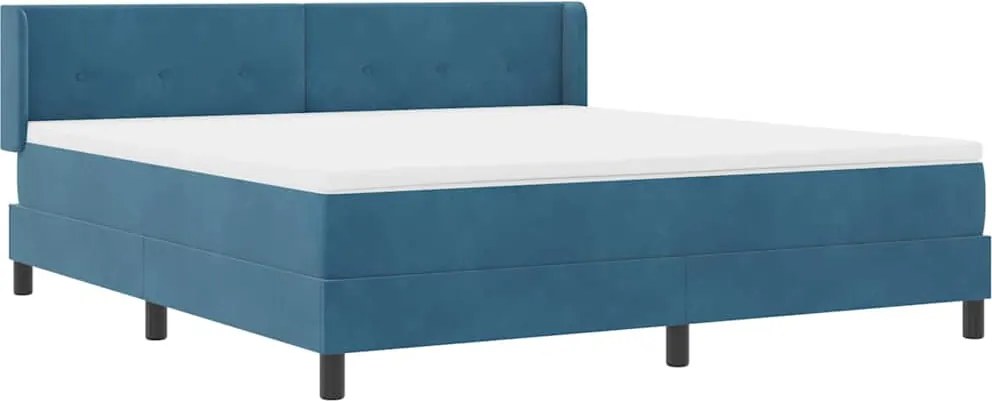 Postel s boxspringem s čelo Tmavě modrá 200 x 180 cm samet 3341484