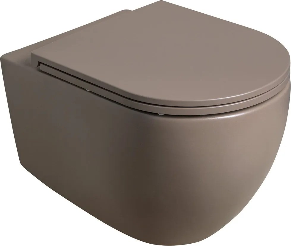 Isvea Isvea, INFINITY závěsná WC mísa, Rimless, 36,5x53cm, taupe, 10NF02005-2H
