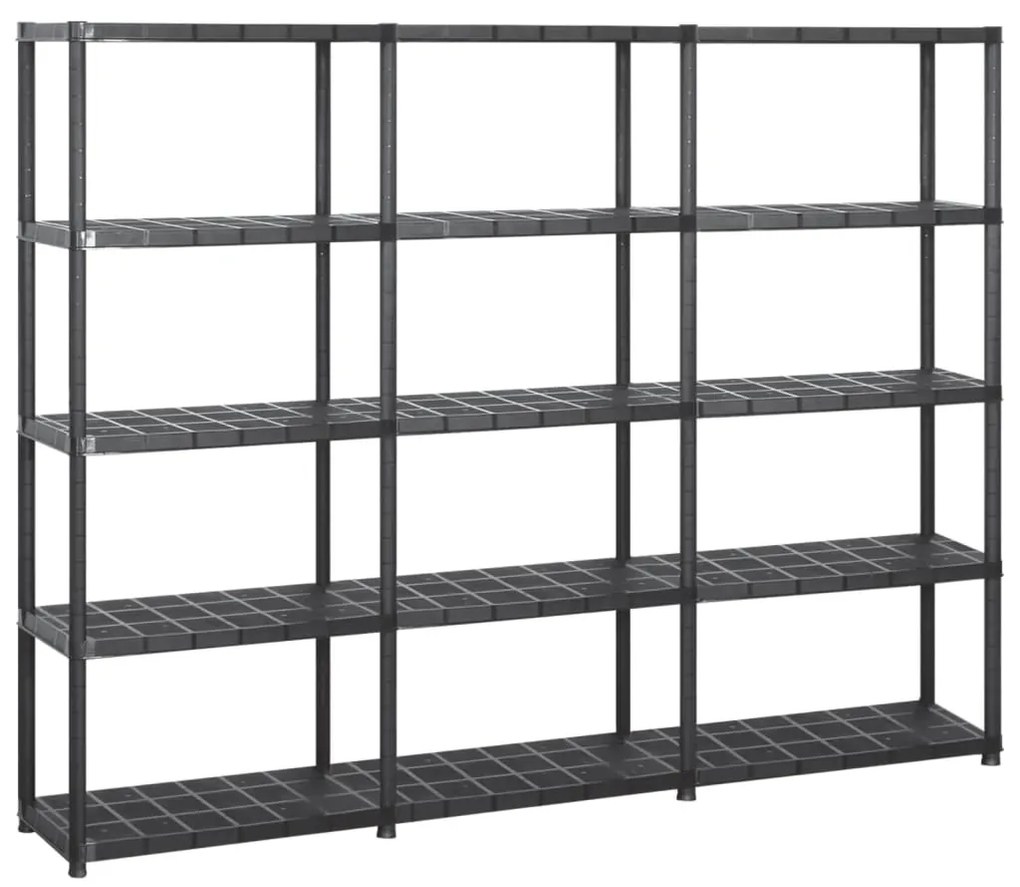 Úložný regál 5patrový černý 213 x 38 x 170 cm plast 3059856