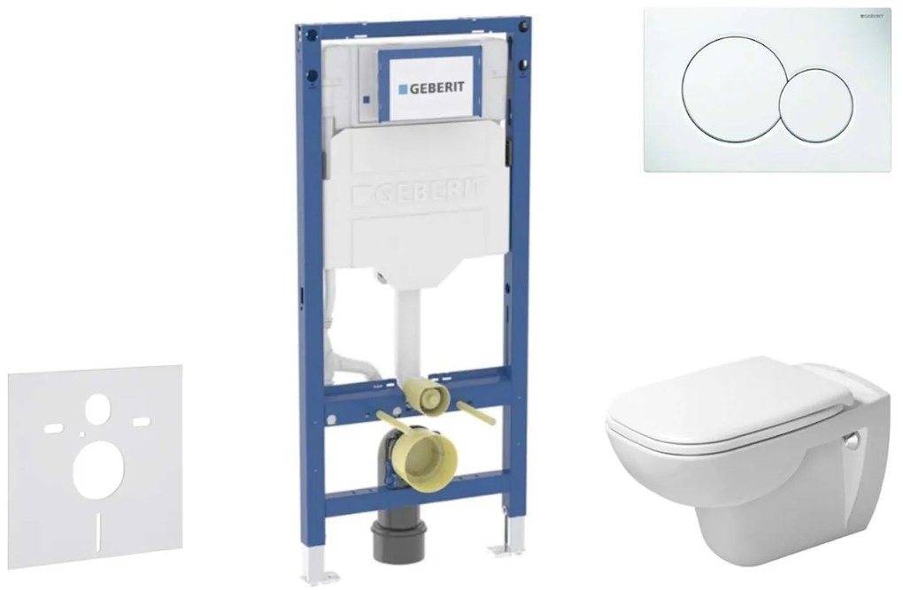 Geberit Duofix - Set předstěnové instalace, klozetu D-Code a sedátka softclose, tlačítko Sigma01, alpská bílá SANI11CP3100