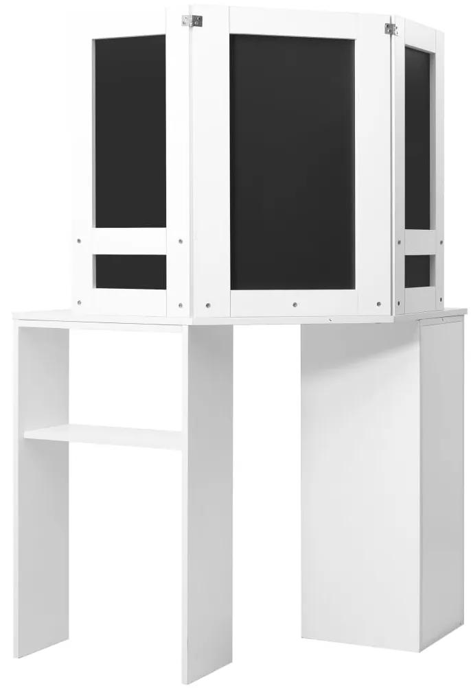 vidaXL Rohový toaletní stolek na líčení s LED světlem bílý