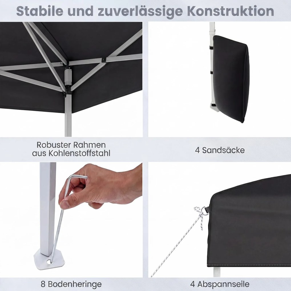 Costway Pavilon Výsuvný skládací pavilon s 4 Odnímatelné boční stěny 3 oddíl