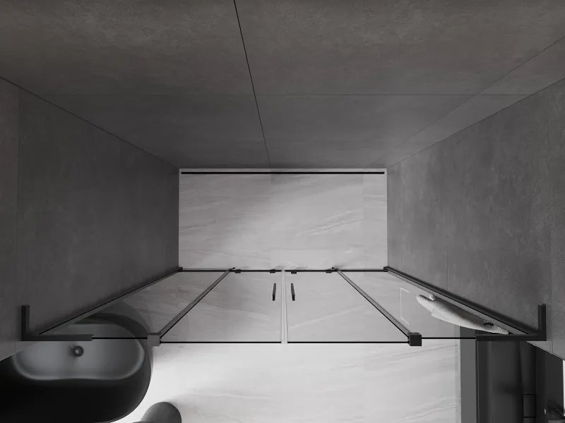 Mexen Velar L Duo, posuvné sprchové dveře do otvoru 170 cm, 8mm šedé sklo, černá matná, 871-170-003-42-70