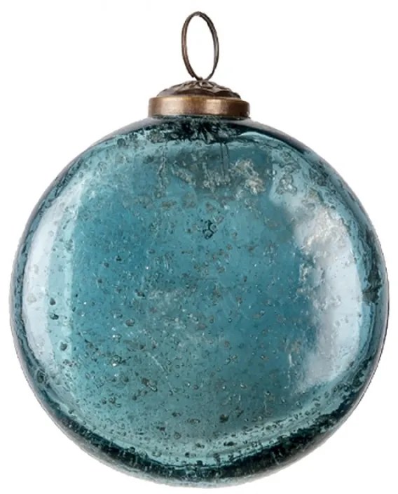 Modrá skleněná vánoční koule – 10 cm