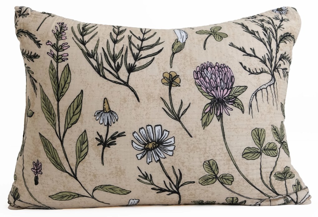 MK Lůžkoviny Mušelínový povlak na polštář 50 x 70 cm - Herbář