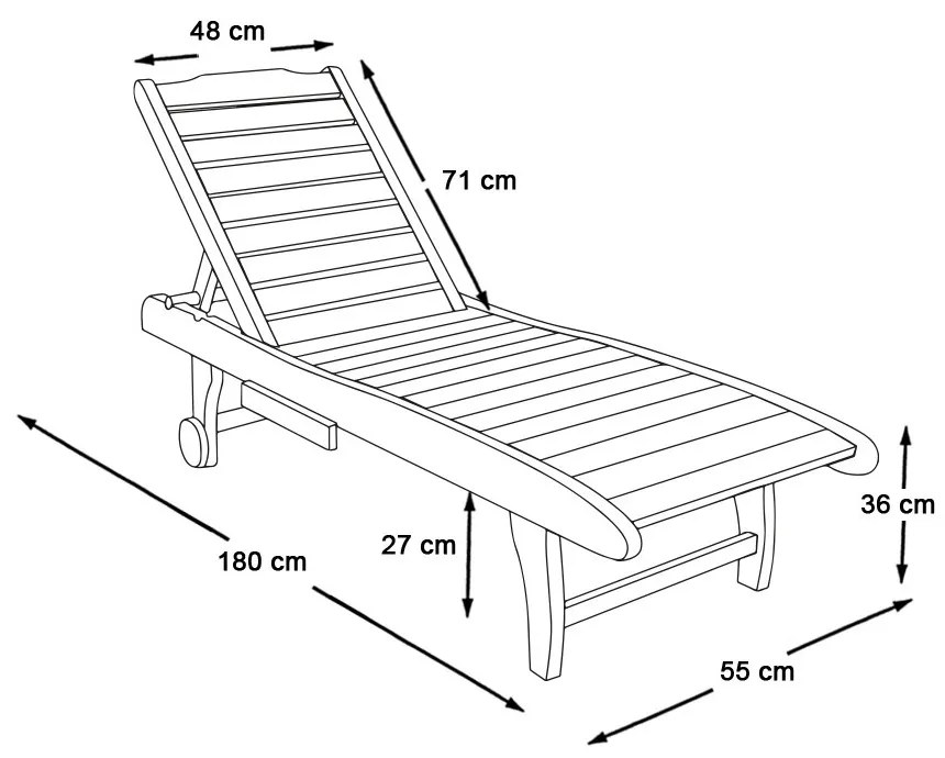 Dřevěné rozkládací lehátko s výsuvnou podpěrou