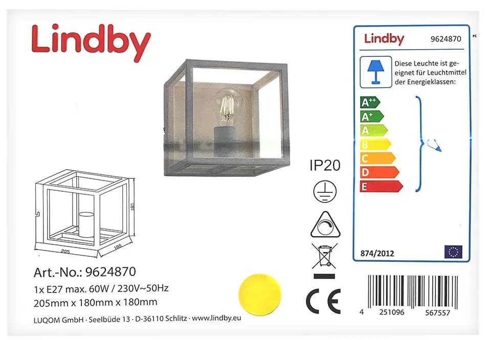 Lindby | Lindby - Nástěnné svítidlo MERON 1xE27/60W/230V | LW1092