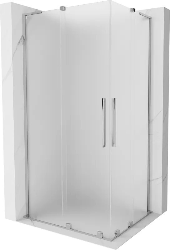 Mexen Velar L Duo, sprchový kout s posuvnými dveřmi 90 x 80 cm, 8mm sklo námraza, chromová, 871-090-080-02-33-01