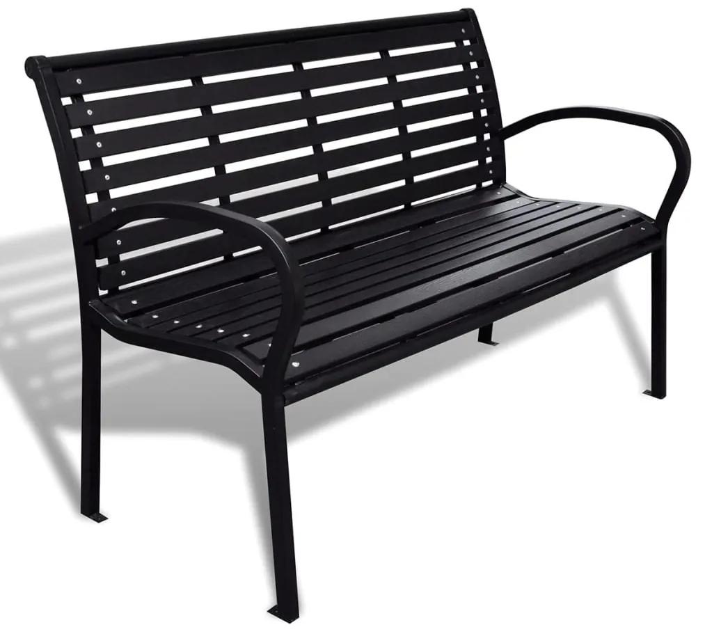 Zahradní lavice 125 cm ocel a WPC černá,  41556