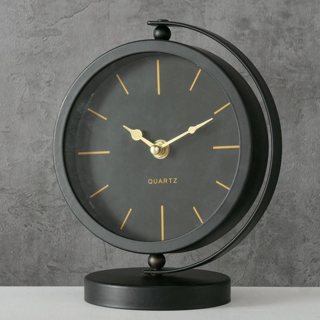 Stolní černé hodiny BALIA, zlaté ručičky, 20 cm