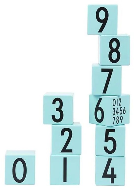 Dřevěné kostky Numbers Turquoise Design Letters