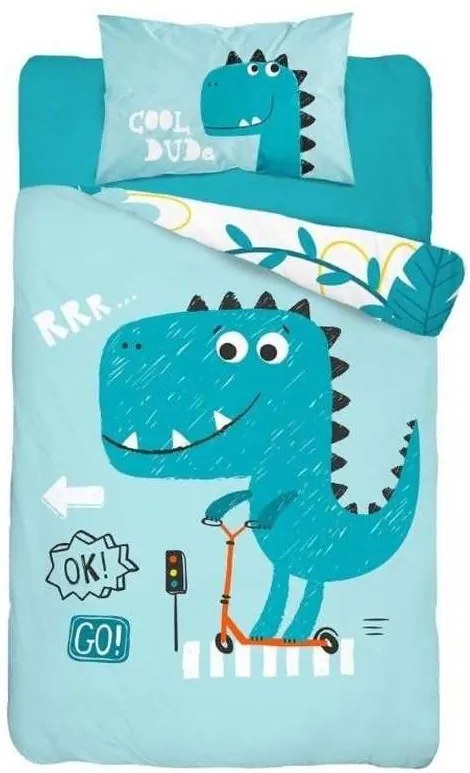 DETEXPOL Bambusové povlečení do postýlky Dino blue Bavlna, Bambus, 100/135, 40/60 cm