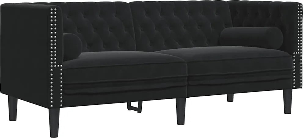 3dílná sedací souprava Chesterfield s podhlavníky černá samet 3209286