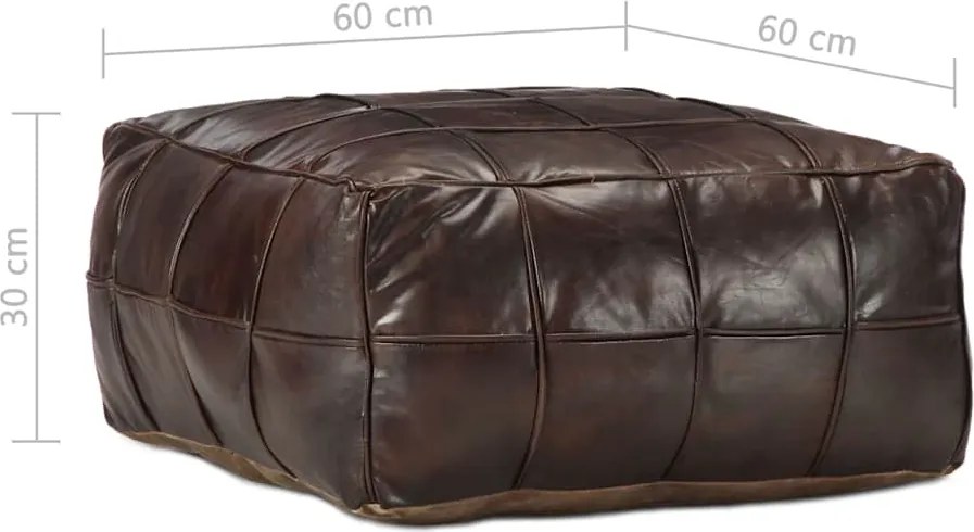 Sedací puf tmavě hnědý 60 x 60 x 30 cm pravá kozí kůže 248133