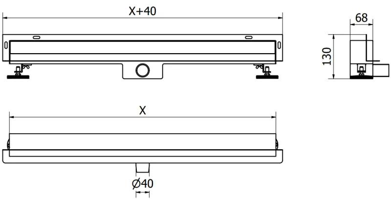 Mexen Flat Wall nástěnný lineární odtok 2v1 80 cm, Chromovaná - 1030080