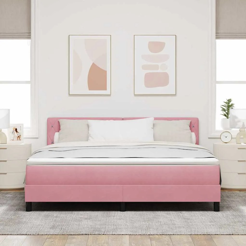 Postel s boxspringem s čelo Růžová 180 x 200 cm samet 3339127