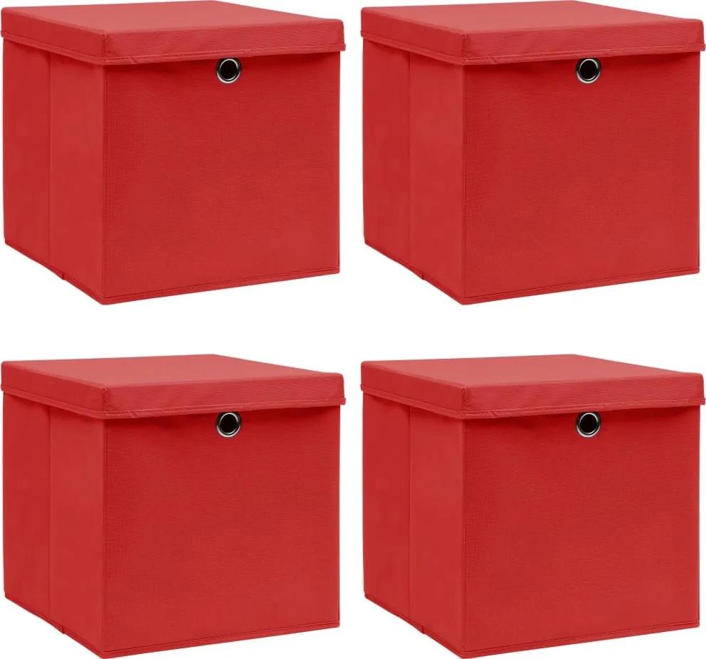 vidaXL Úložné boxy s víky 4 ks modré 32 x 32 x 32 cm textil [288346] Barva: červená bez vík