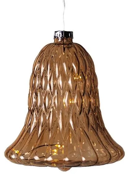 LED skleněný zvonek, hnědý, Ø 9 × 10 cm, 5 diod, IP20 interiér, 1× AAA