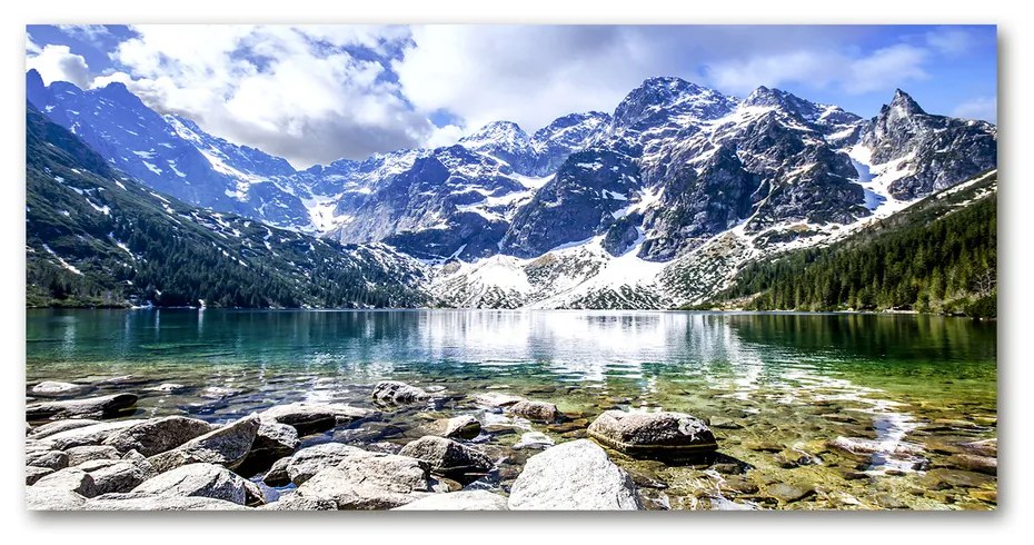 Wallmuralia Foto obraz fotografie na skle Mořské oko Tatry 120x60 cm