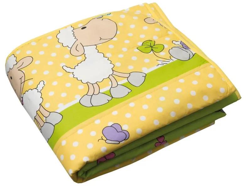 SCANquilt dětská hrací deka KLASIK ovečky žlutozelená 150 x 150 cm