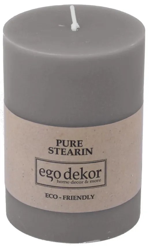 Šedá svíčka Eco candles by Ego dekor Friendly, doba hoření 37 h