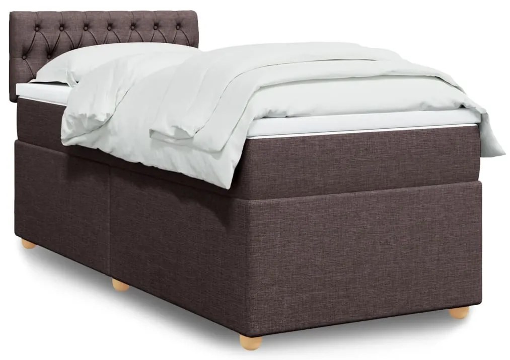 Box spring postel s matrací tmavě hnědá 100 x 200 cm textil