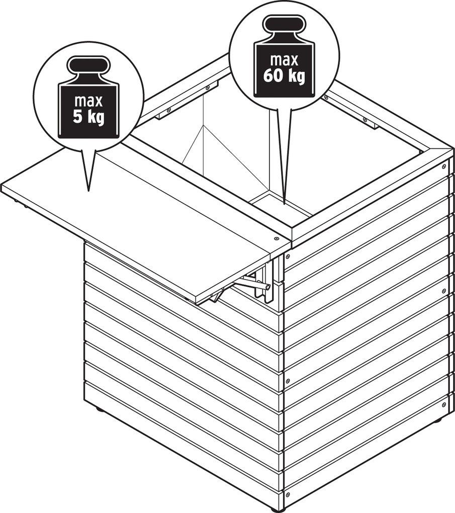 Tchibo - Truhlík se skládacím stolkem »Tinus« - barva: hnědá