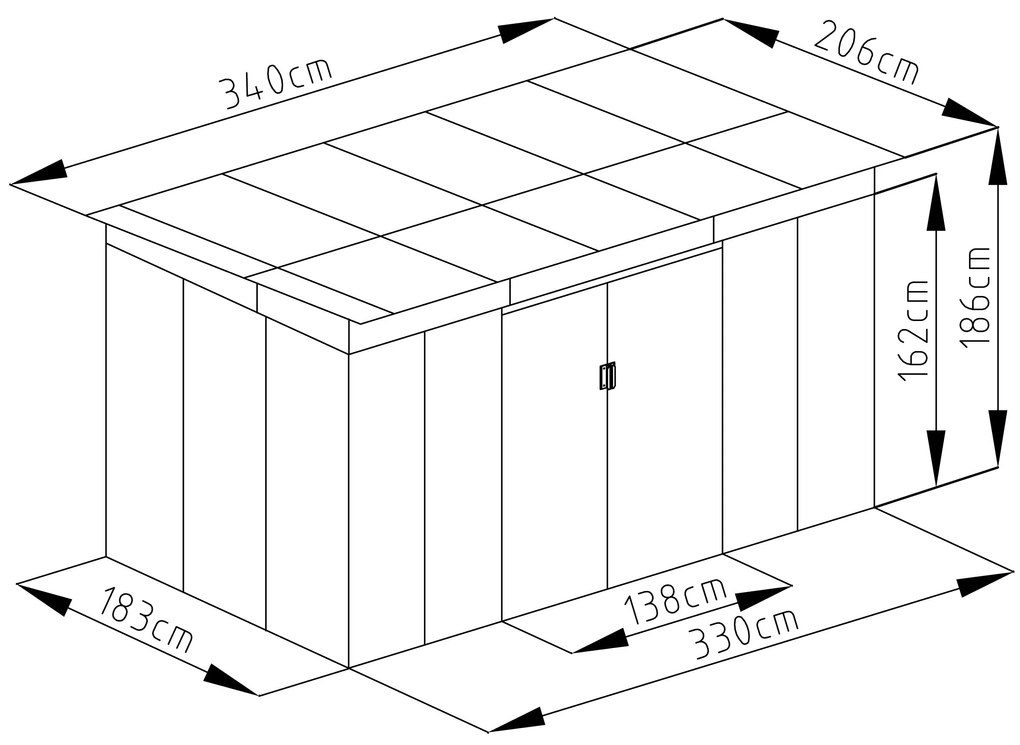 Zahradní domek G21 GRAH 700 - 340 x 206 cm, hnědý