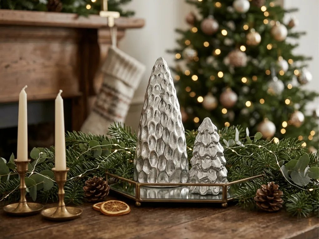 Vánoční dekorace stromeček SILVER SPARK 7,5 cm, stříbrný