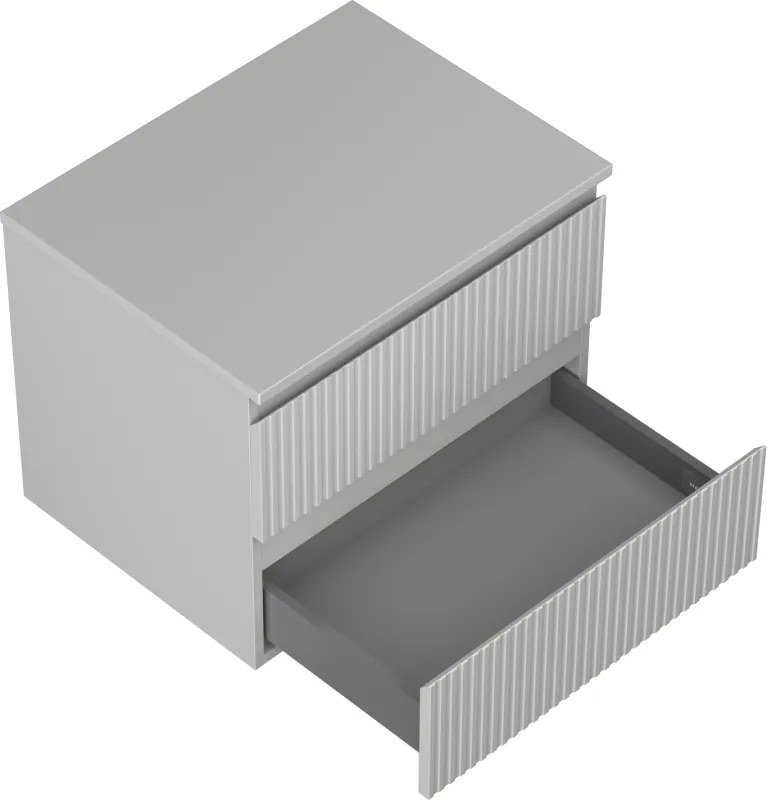 Mexen Rivel, koupelnová skříňka 60 cm s pracovní deskou, 2 zásuvky, drážkovaná, matná šedá, 91A20-06047-2-BFFC62