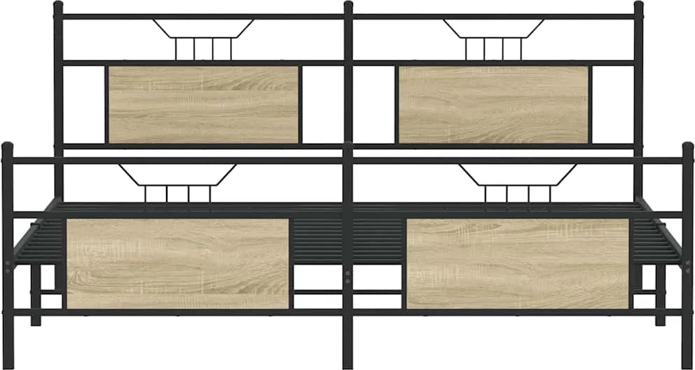 Kovový rám postele bez matrace dub sonoma 180 x 200 cm 3325098