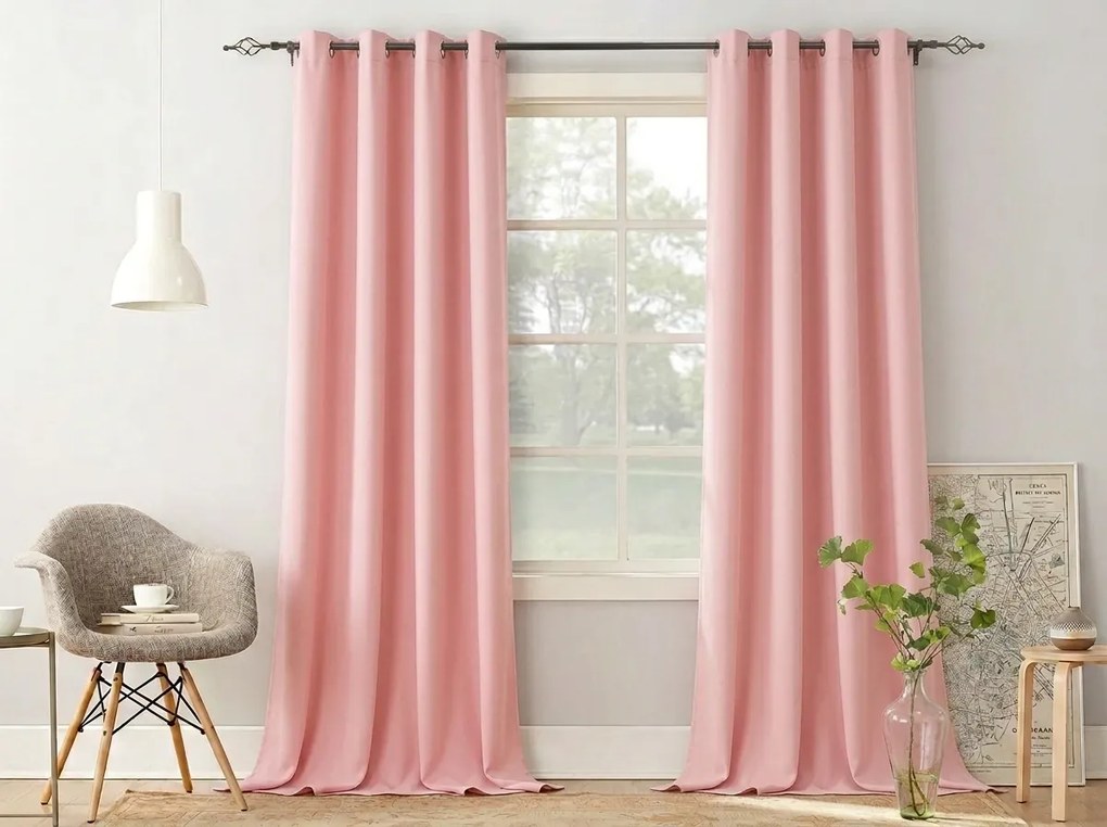 Závěs OXFORD LIGHT 140x250 cm, růžový Zavěšení: Kovové kroužky