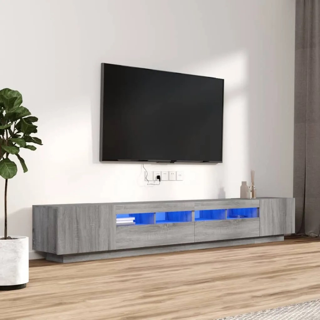 3dílný set TV skříněk s LED světly šedý sonoma kompozitní dřevo 3120174
