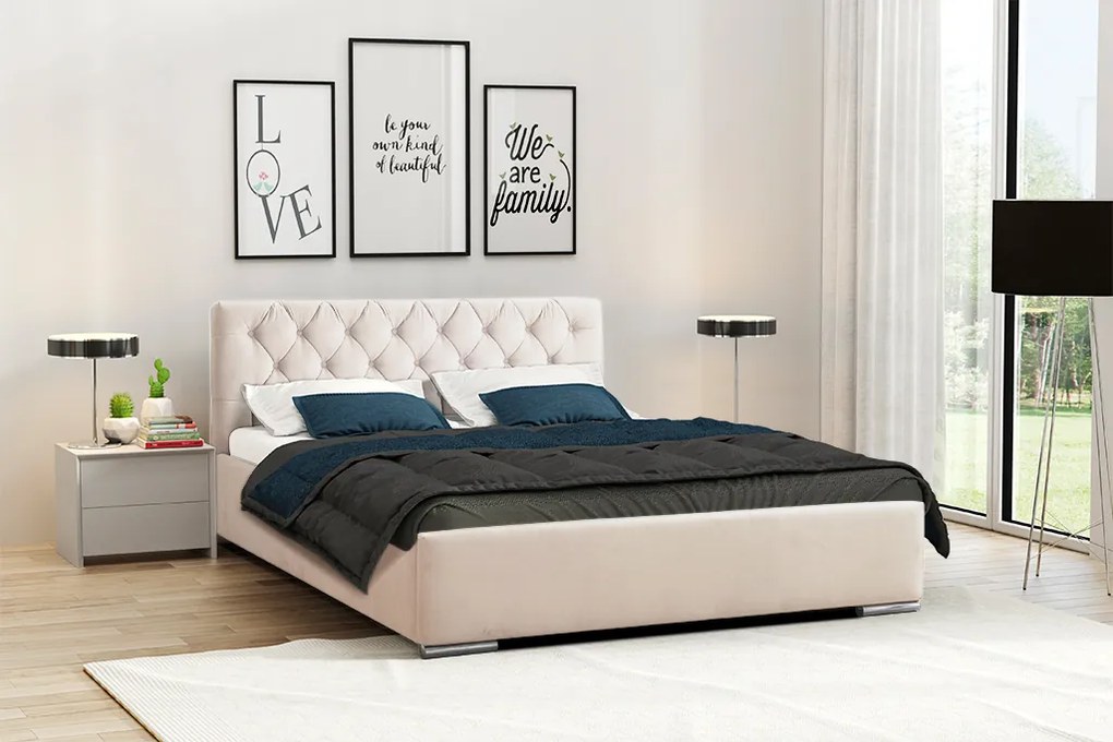 Eka Čalouněná postel ELEGANT 160x200 cm Barva látky Trinity: Modrá (Trinity 2313), Úložný prostor: Bez úložného prostoru