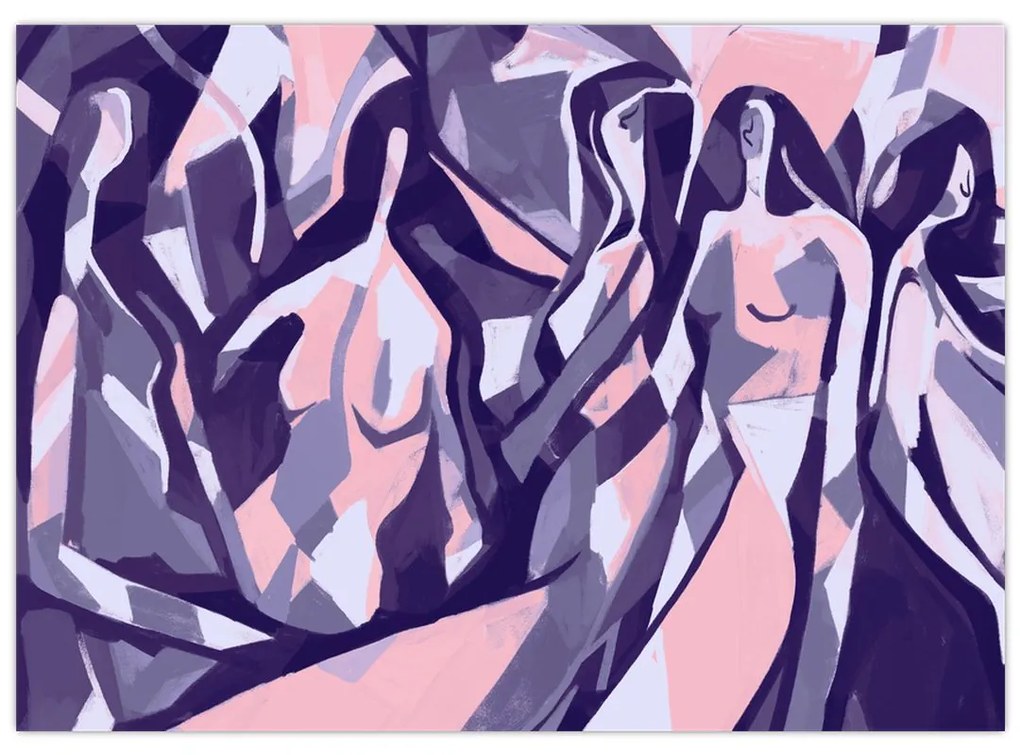 Skleněný obraz - Abstraktní ženy (70x50 cm)