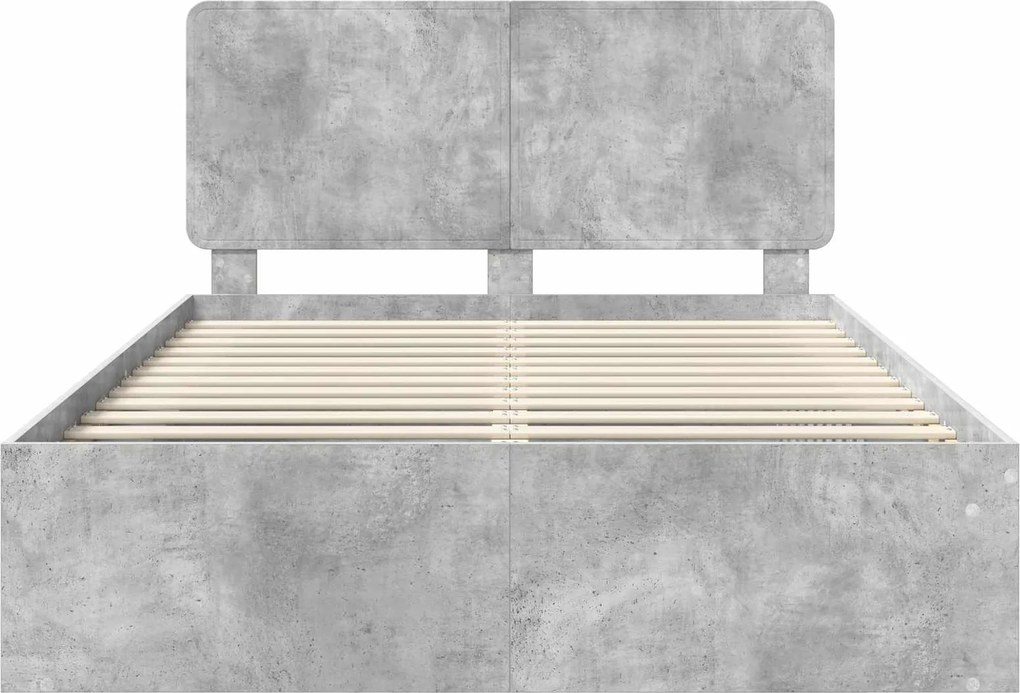 Rám postele s čelo Beton 140 x 200 cm Masivní borové dřevo 3412482