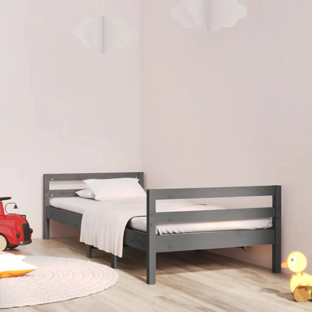 Rám postele šedý 75 x 190 cm masivní borové dřevo - Default Title
