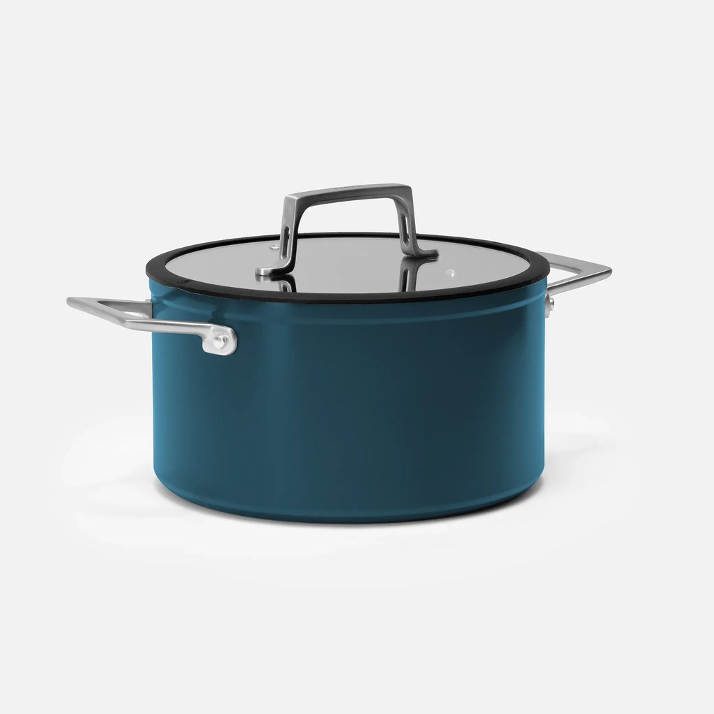 Fabini Hrnec Meda 4.0, ø 24 cm (5,5 l) - Nepřilnavý hrnec s keramickým povrchem s poklicí, modrý / 2. jakost