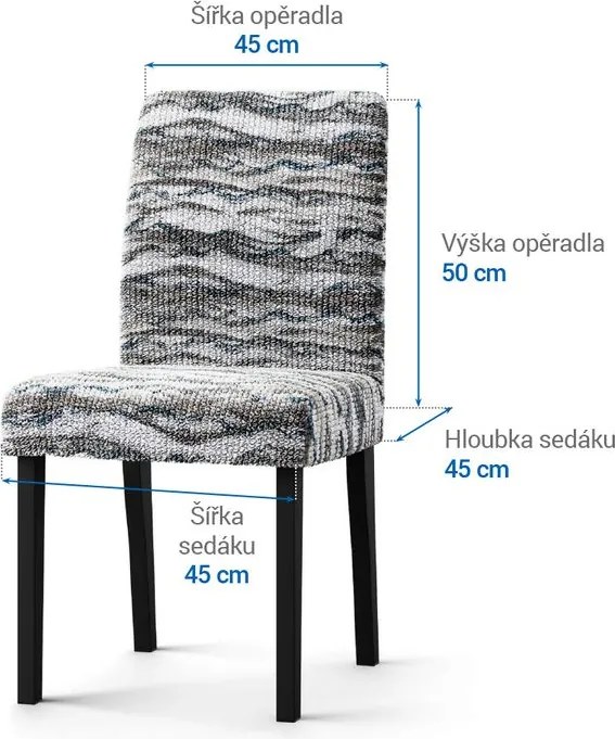 Bielastické potahy OCEANO NOVÉ šedo-modré židle s opěradlem 2 ks (45 x 45 x 50 cm)