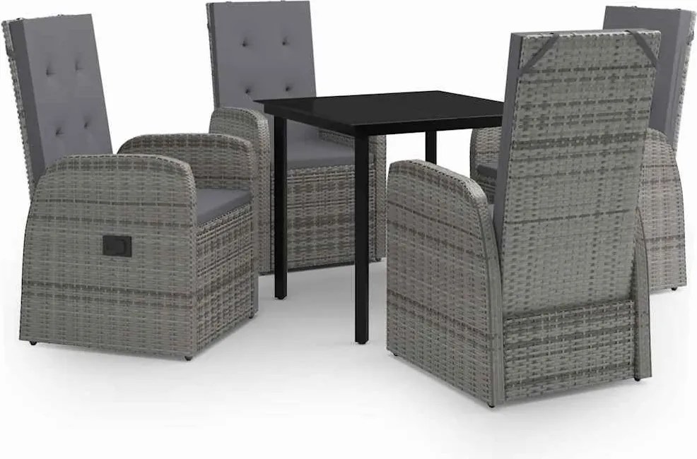 5dílný zahradní jídelní set s poduškami šedý 3099474