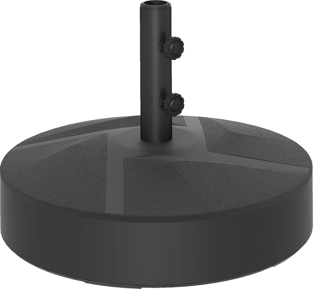 Stojan na slunečník Outsunny s možností naplnění do 30 kg, kulatý držák slunečníku pro průměr tyče 36/38/48 mm, pro balkon, terasu, zahradu, černý | A