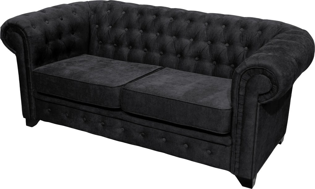 XXXLutz POHOVKA CHESTERFIELD, dřevo, textil, kompozitní dřevo, černá MID.YOU - Pohovky - 000694009804