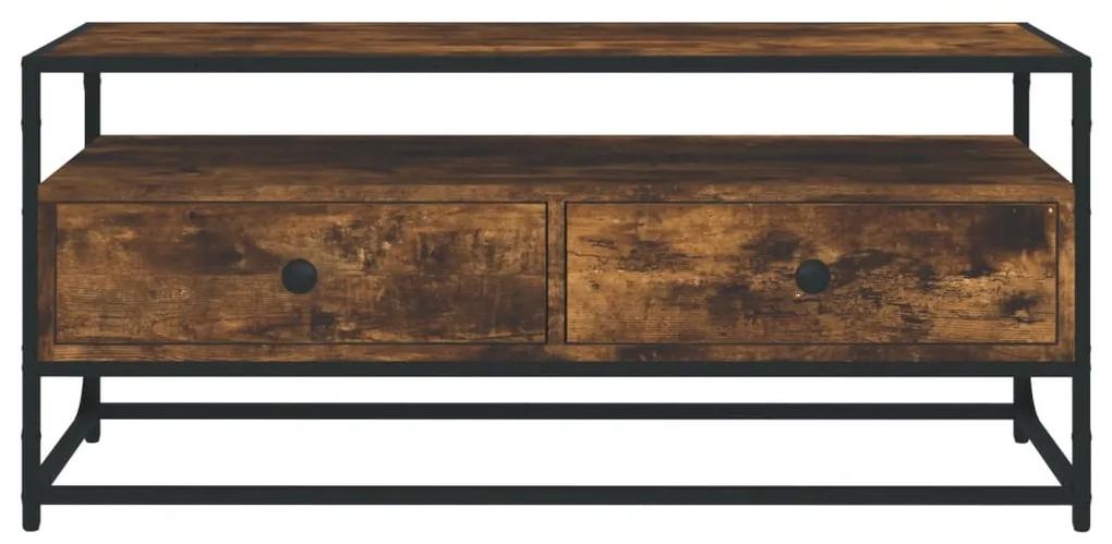 TV skříňka Elida - 100x35x45 cm - kompozitní dřevo + ocel | kouřový dub