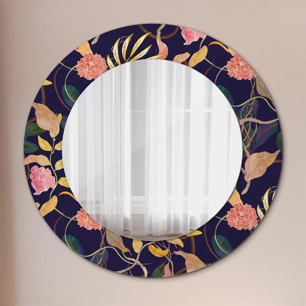 Kulaté dekorativní zrcadlo Akvarelové rostliny fi 50 cm