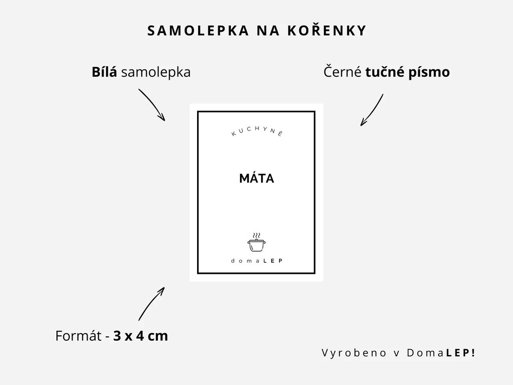 MÁTA - Samolepka na kořenky 3 x 4 cm - DomaLEP varianta: PRŮHLEDNÁ - tučné písmo